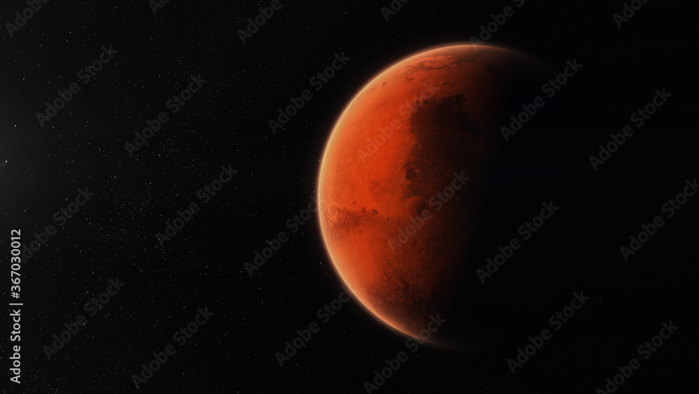 Front View of Planet Mars is the fourth planet from the Sun and the ...