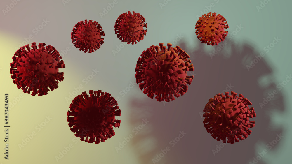 3D Visualisation of Covid-19 infection. Realistic SARS-CoV-2 2019-nCov ...
