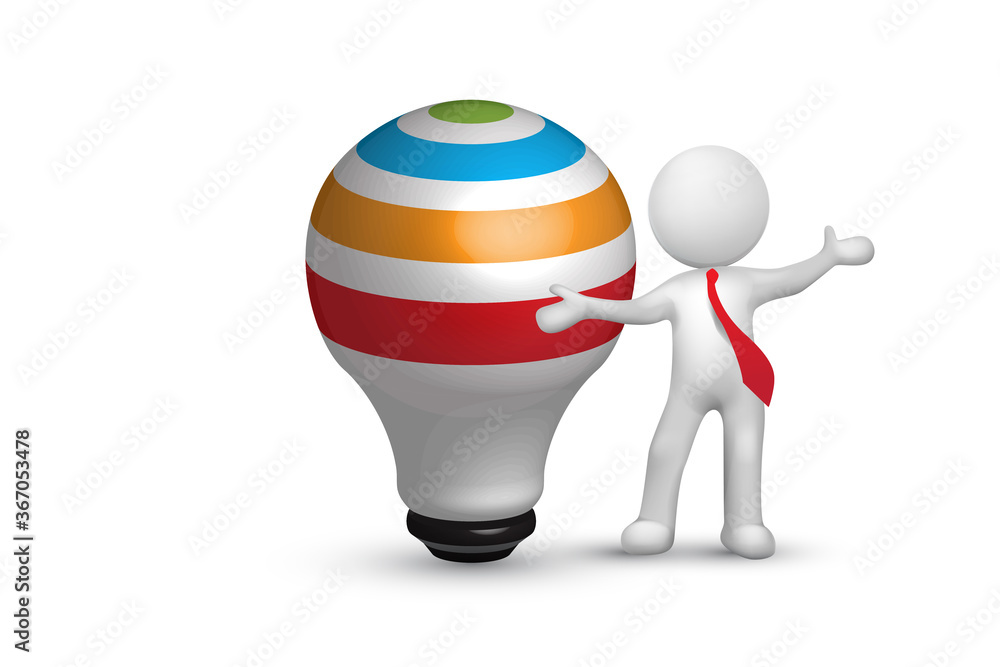 Logo 3D man and a light bulb ideas concepts icon vector image design ...