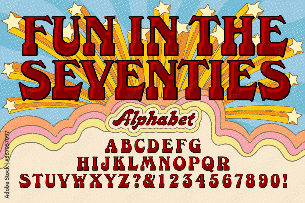 Font Vector Alphabet Design; An Early 1970s Style Cartoon Like Alphabet ...
