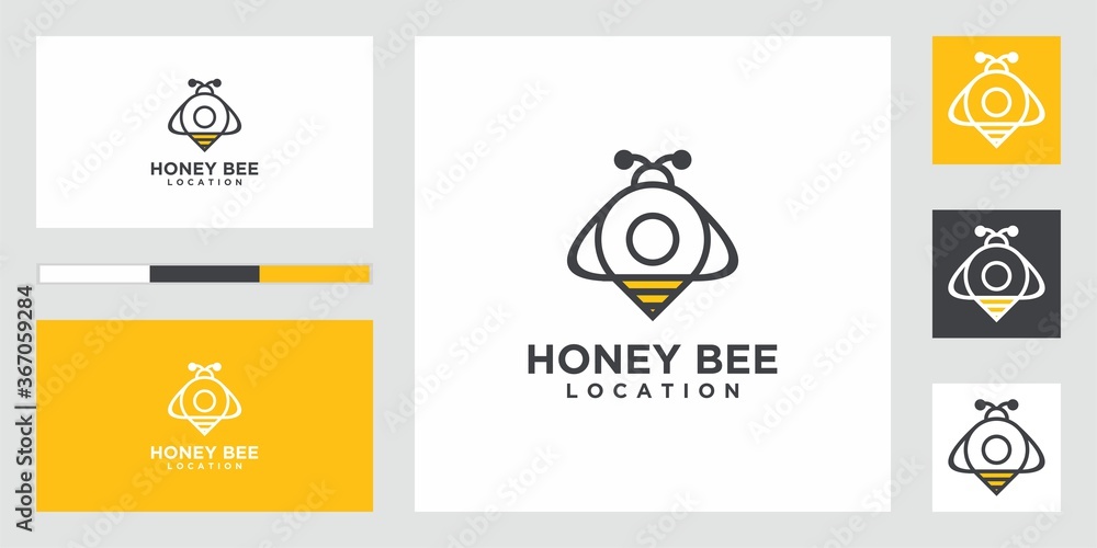Elegant company logo vector bee location. premium vector inspiration ...