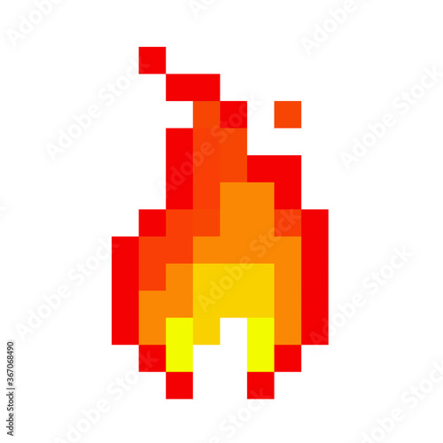 Pixel a fire 8 bit for GUI. Vector Illustration of pixel art. Stock ...