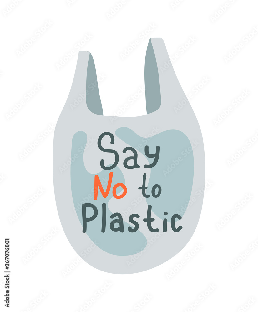 Vector illustration of a plastic bag with the inscription lettering ...