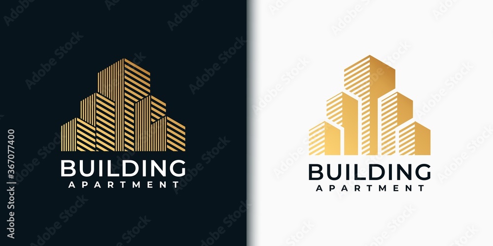 Golden set building logo design inspiration Stock Vector | Adobe Stock