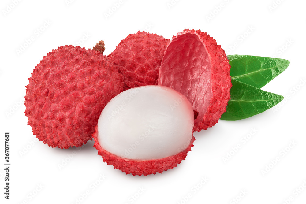 lychee fruit isolated on white background with clipping path and full ...