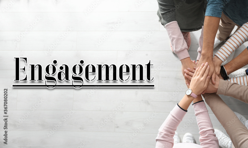 Engagement concept. People holding hands together, top view Stock Photo ...