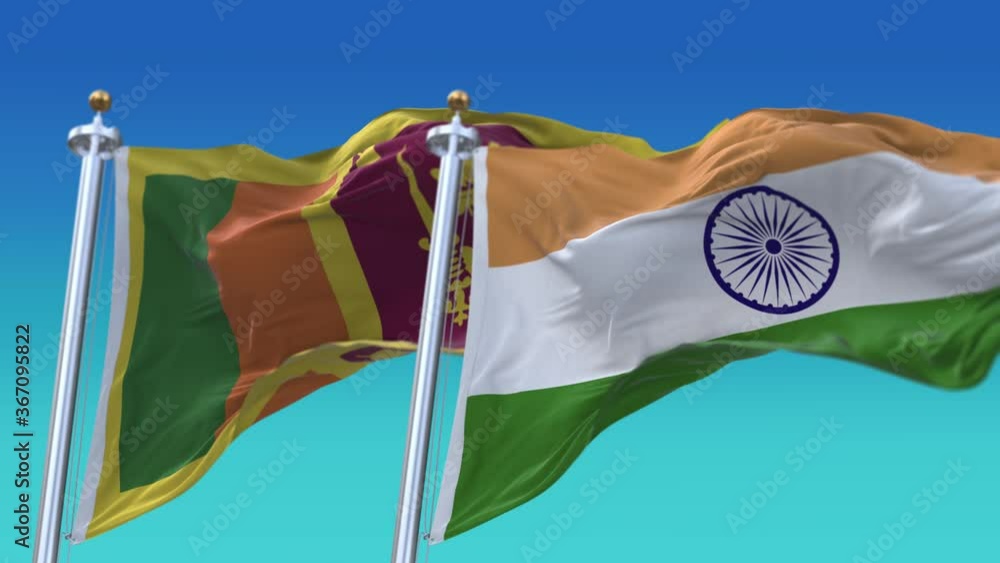 4k Seamless India and Sri Lanka Flags with blue sky background;A fully ...
