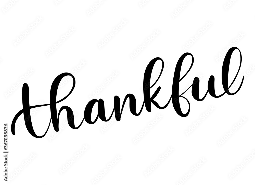 Thankful phrase. Handwritten vector lettering illustration. Brush ...