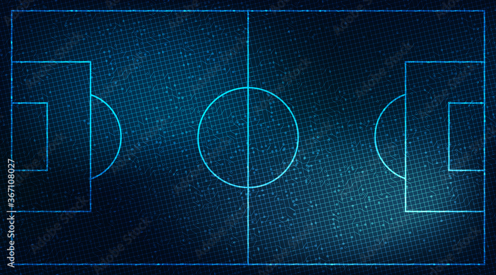 Virtual Football field on Digital Technology Background,vector. Stock ...