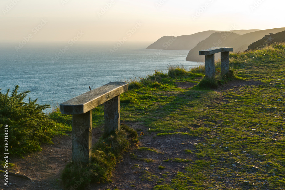 South West Coast Path near Heddon Valley and Woody Bay, Exmoor, Devon ...