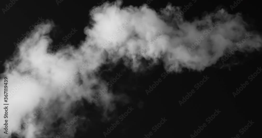 White Smoke Flows Horizontally. A stream of white smoke or steam moves ...
