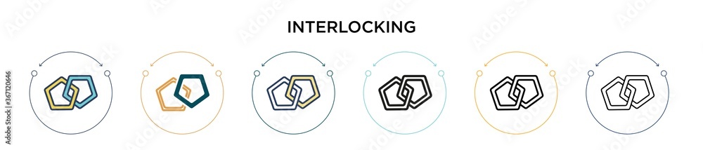 Interlocking icon in filled, thin line, outline and stroke style ...