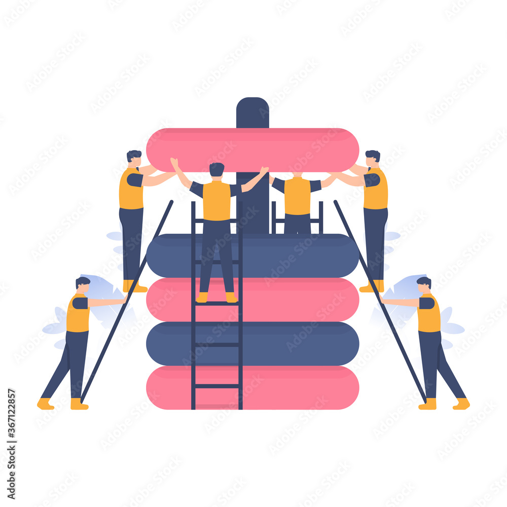 the concept of teamwork, mutual cooperation, development. illustration ...