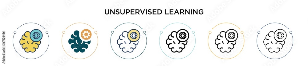 Unsupervised learning icon in filled, thin line, outline and stroke ...