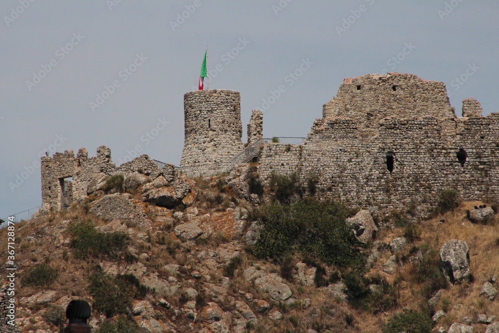 On the top of The Fortress of Tolfa .Decorated with an Italian flag on ...