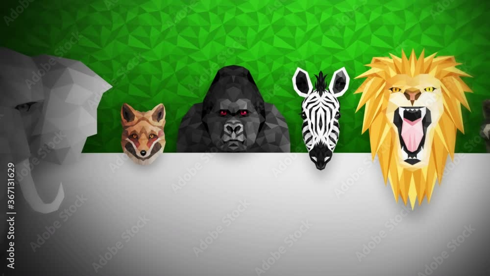 Collection of different animals. Zoo symbol. Low polygon icons. Lion ...