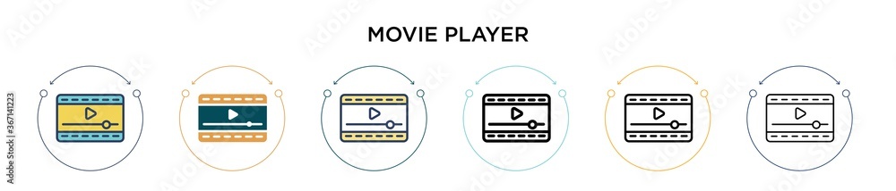 Vetor de Movie player icon in filled, thin line, outline and stroke ...