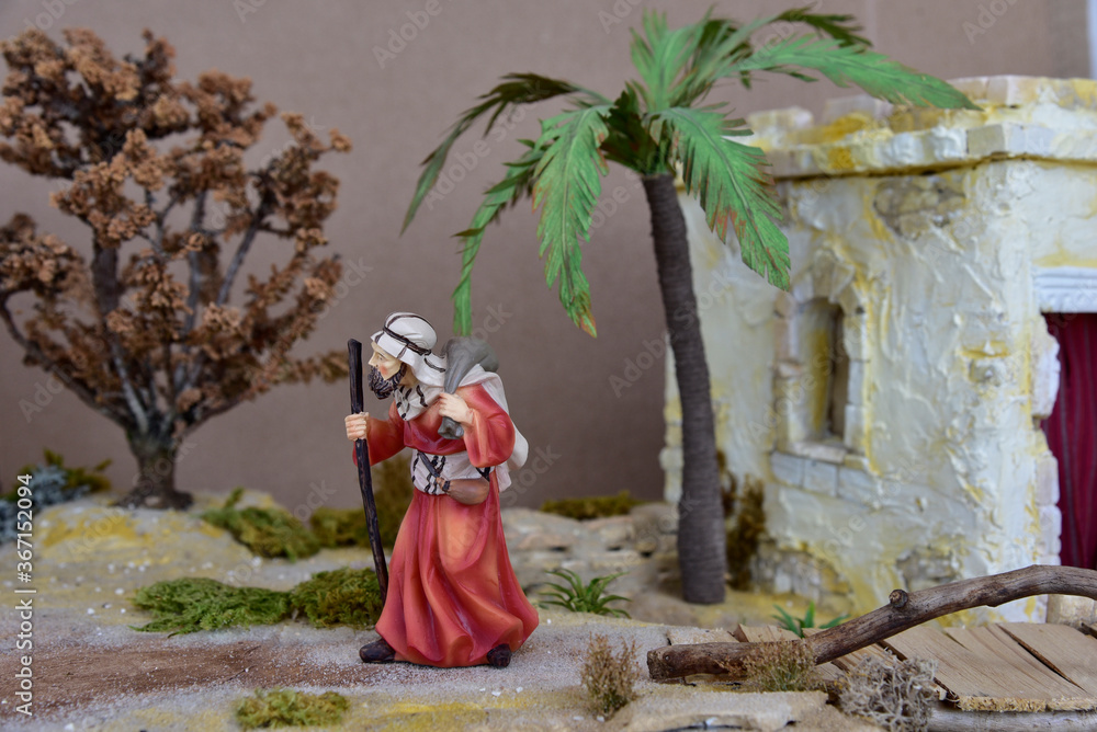 orientalische Krippe, Krippe, Weihnachtskrippe, Jesus, Christentum, heilige Nacht, Josef und ...