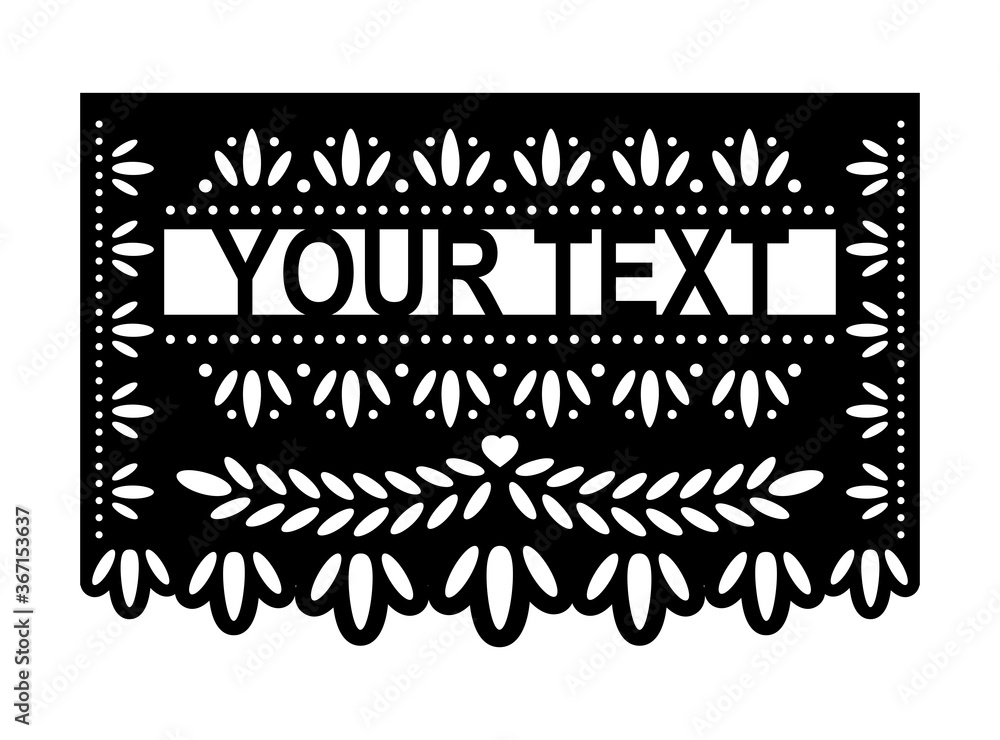 Vector papel picado. Happy Birthday banner. Laser cut template. Paper ...