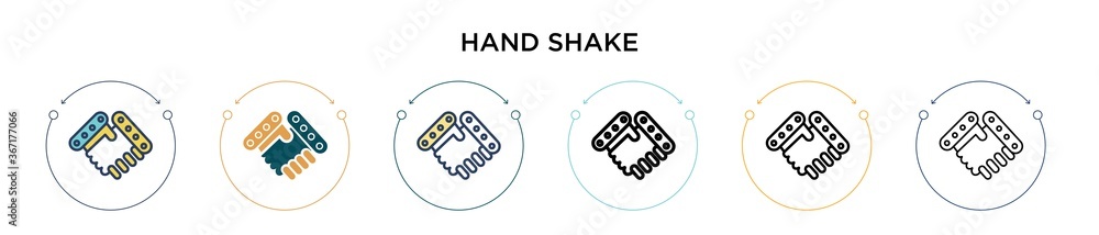 Hand shake icon in filled, thin line, outline and stroke style. Vector ...