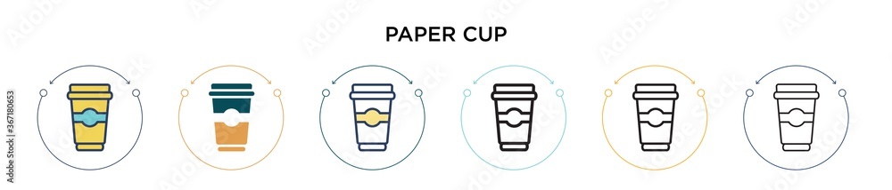 Paper cup icon in filled, thin line, outline and stroke style. Vector ...