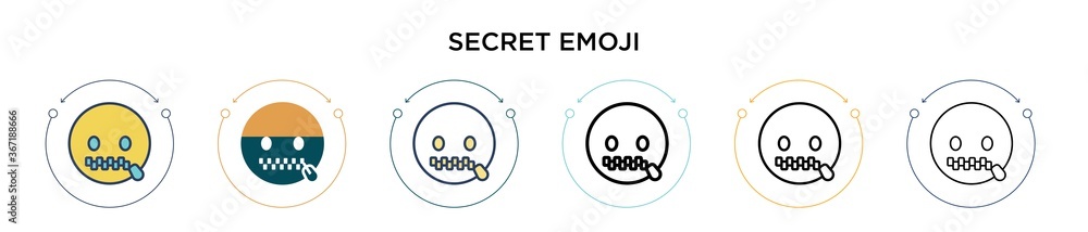 Secret emoji icon in filled, thin line, outline and stroke style ...