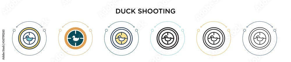 Duck shooting icon in filled, thin line, outline and stroke style ...
