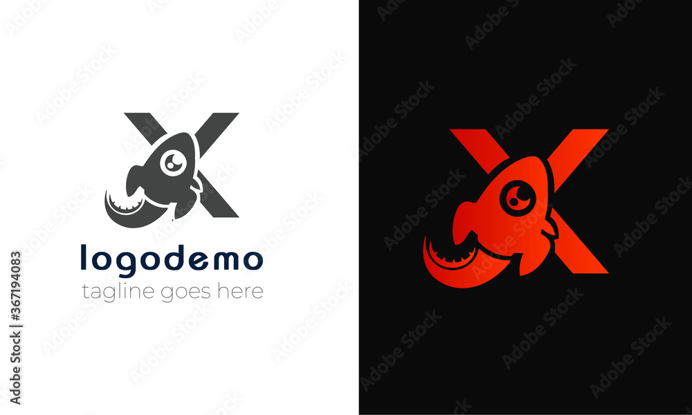 initial X letter logo with Rocket icon combo.Logo design with abstract ...