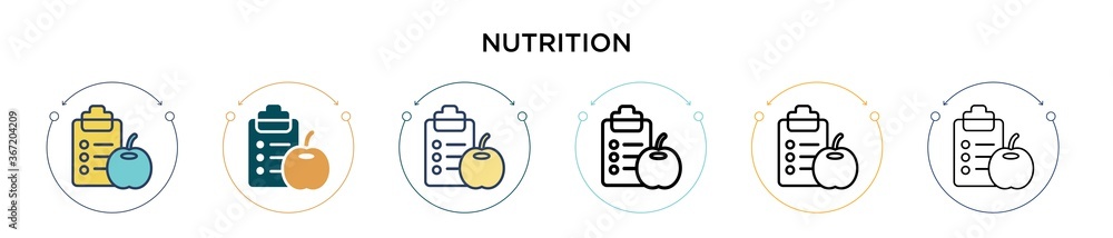 Nutrition icon in filled, thin line, outline and stroke style. Vector ...