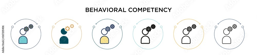 Behavioral competency icon in filled, thin line, outline and stroke ...