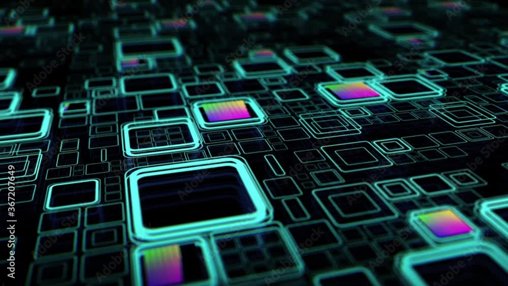 Colorful 3d abstract render with detailed elements. Technology and data ...