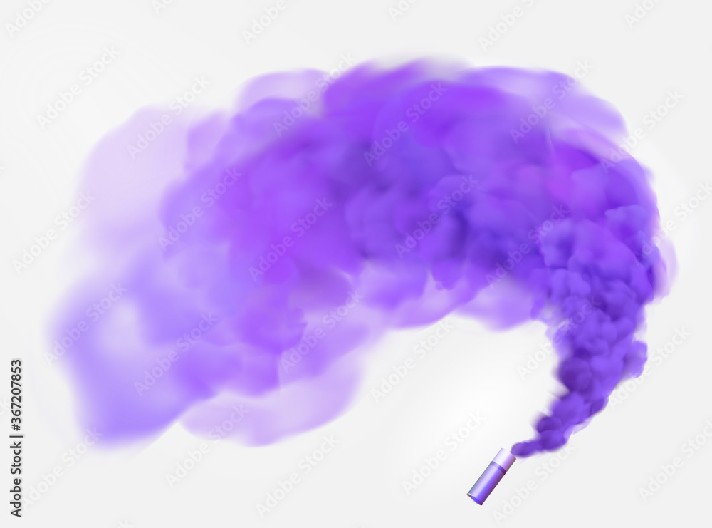 Color violet festive smoke bomb.Football fans torch firework. isolated ...