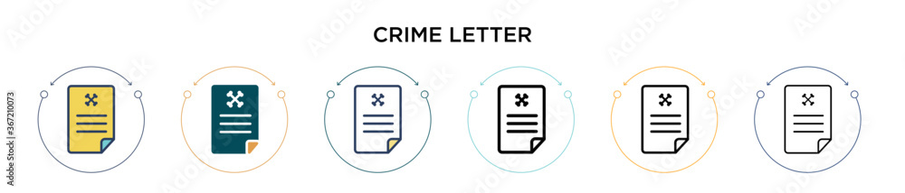Crime letter icon in filled, thin line, outline and stroke style ...