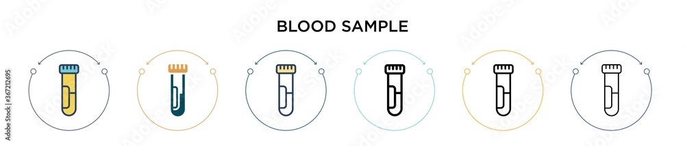 Blood sample icon in filled, thin line, outline and stroke style ...