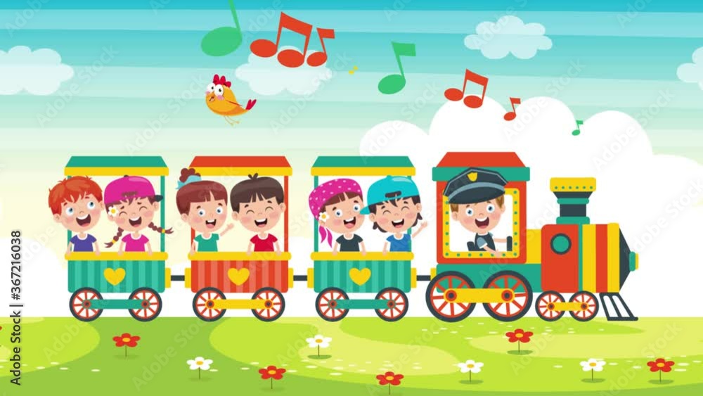 Animation Of Happy Kids Travelling On A Train Stock Video | Adobe Stock