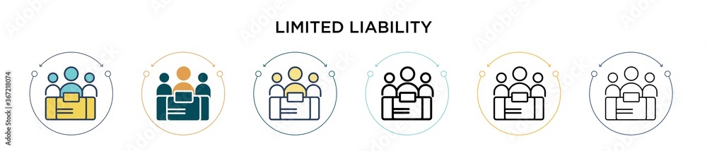 Limited liability icon in filled, thin line, outline and stroke style ...