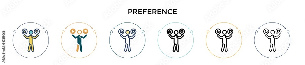 Preference icon in filled, thin line, outline and stroke style. Vector ...