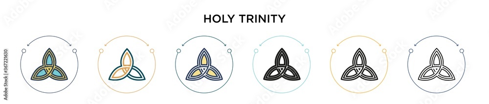 Holy trinity icon in filled, thin line, outline and stroke style ...