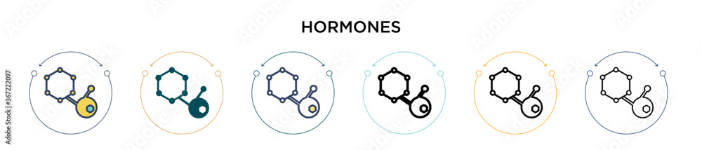 Vetor de Hormones icon in filled, thin line, outline and stroke style ...