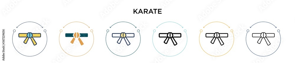 Karate icon in filled, thin line, outline and stroke style. Vector ...