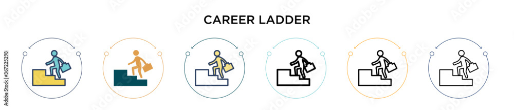 Career ladder icon in filled, thin line, outline and stroke style ...