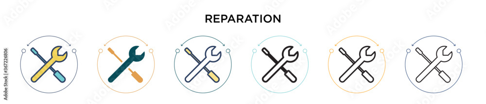 Reparation icon in filled, thin line, outline and stroke style. Vector ...