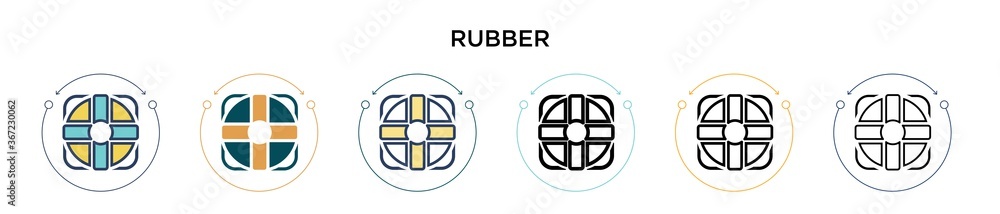 Rubber icon in filled, thin line, outline and stroke style. Vector ...
