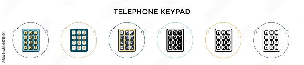 Telephone keypad icon in filled, thin line, outline and stroke style ...