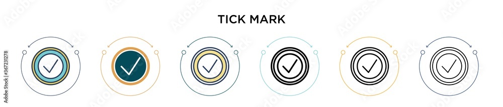 Tick mark icon in filled, thin line, outline and stroke style. Vector ...
