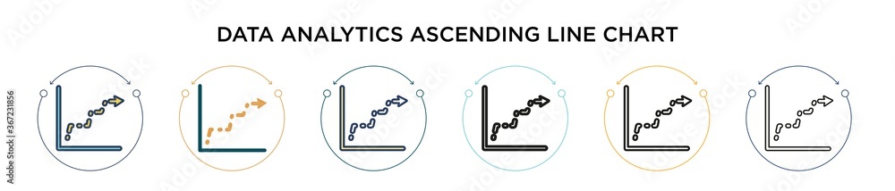 Data analytics ascending line chart icon in filled, thin line, outline ... Data analytics ascending line chart icon in filled, thin line, outline ...