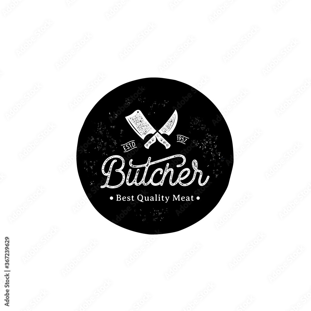 Vintage Retro rustic grunge crossed cleavers for Butcher shop label ...
