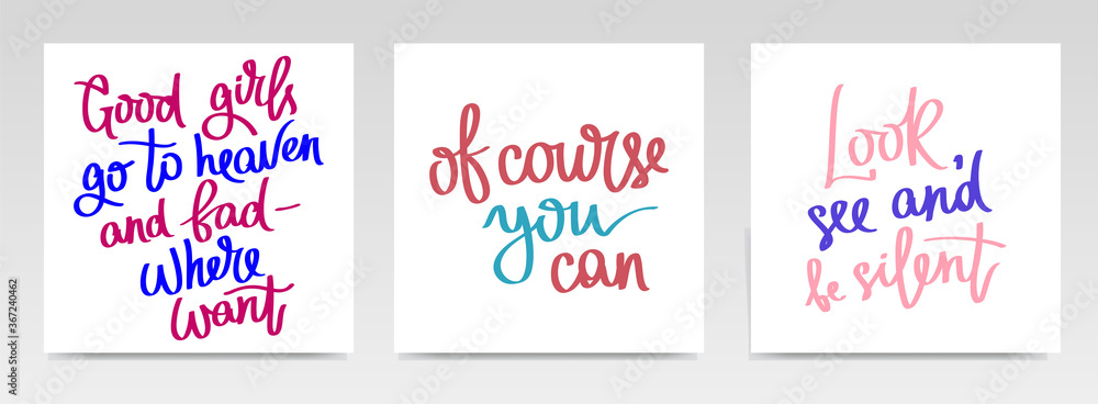Inspirational quotes letter typography set illustration. Stock Vector ...