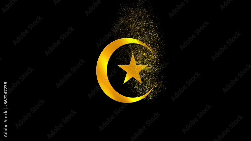 3d render of Crescent Moon and Star hilal in Arabic symbol of Islam ...