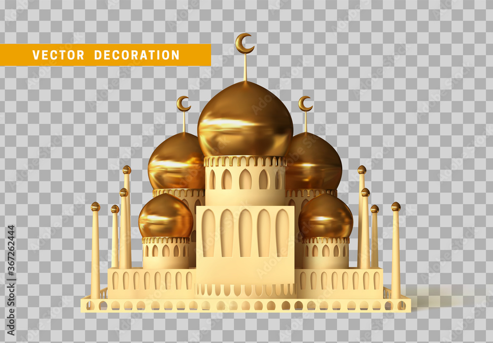 Mosque building realistic 3d design isolated with transparent ...